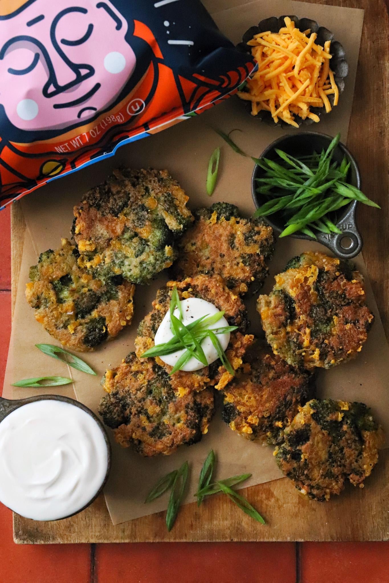 Broccoli Cheddar Fritters – LesserEvil Snacks