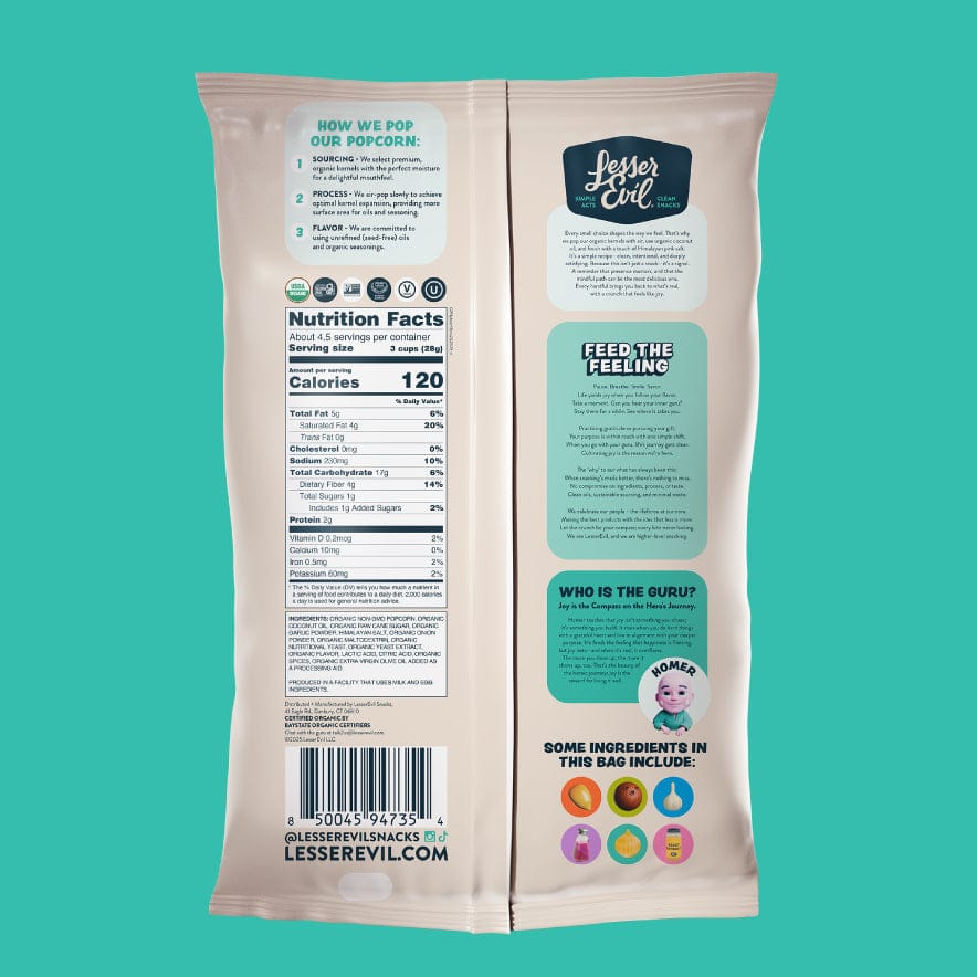 Garlic Parmesan Popcorn | LesserEvil Snacks | Healthy Popcorn