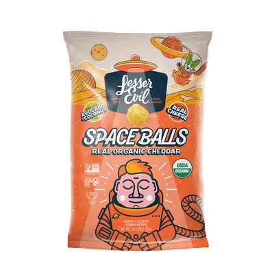 Real Cheddar Space Balls | LesserEvil Snacks | Cheese Balls